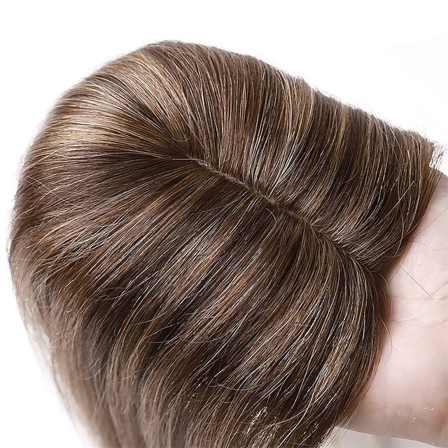 6 Inch 100% Remy Human Hair Silk Base Top Hairpiece for Women Clip in ...