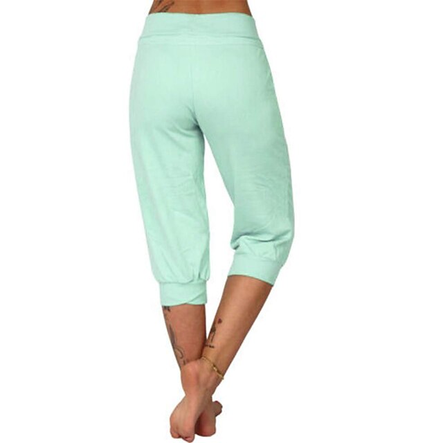 Women's Yoga Pants Drawstring Cropped with Pockets Tummy Control High ...