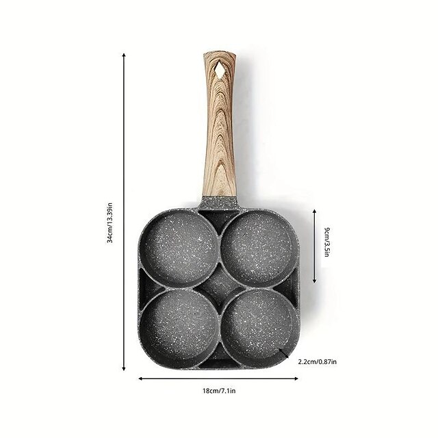 Non-stick Egg Frying Pan, 4 Holes Skillet With Handle, Multifunctional ...