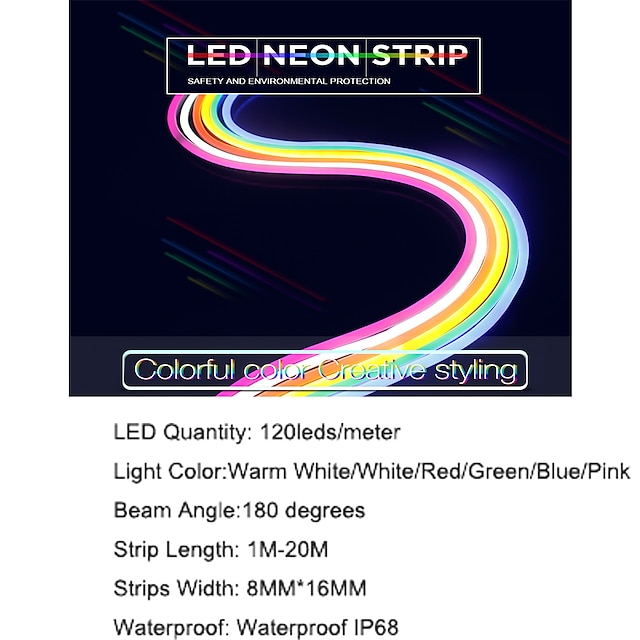Waterproof LED Neon Tube 30M 25M 20M 15M 10M 5M 3M 2M 1M AC 220V-240V ...