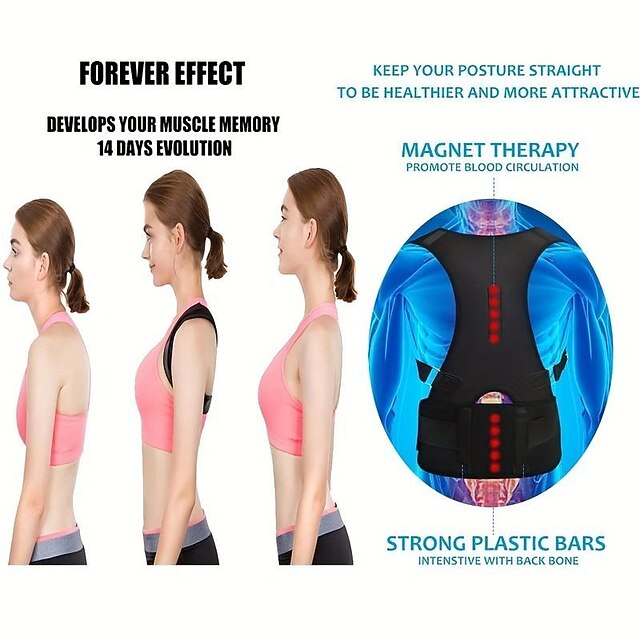 Unisex Back Brace Posture Corrector, Magnetic Lumbar Back Support Belt ...
