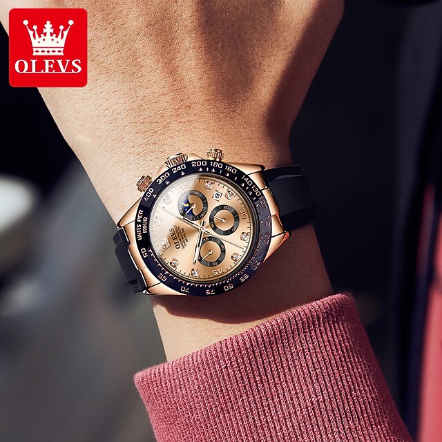 OLEVS 2875 Luxury Men's Watches Top Brand Quartz Watch Silicone Sport ...