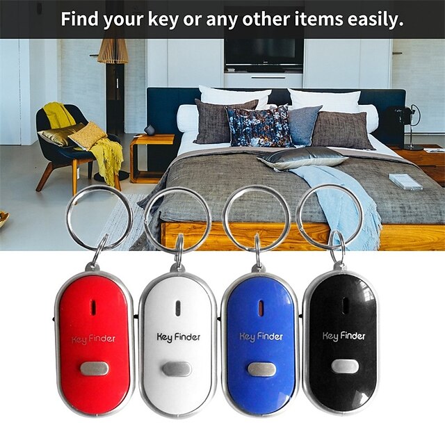 LED Whistle Key Finder Flashing Beeping Sound Control Alarm Anti-Lost ...