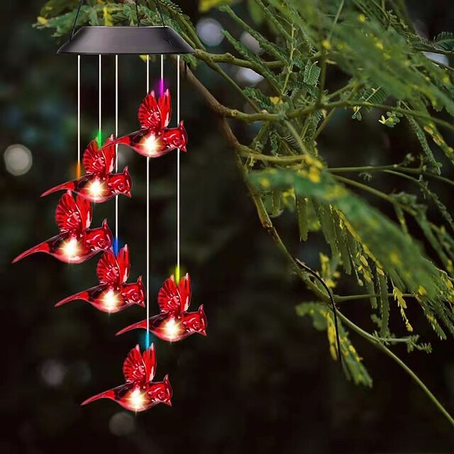 Solar Wind Chimes Red Bird Lights Outdoor Light LED Hanging Light Villa ...
