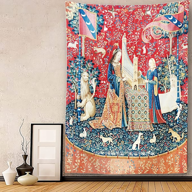 Medieval Lady Painting Tapestry Middle Age Tapestry Wall Art Large ...