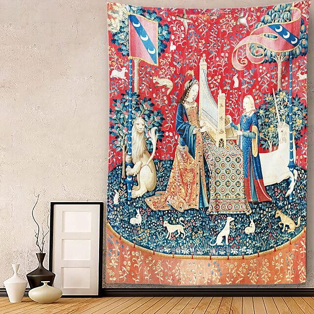 Medieval Lady Painting Tapestry Middle Age Tapestry Wall Art Large ...