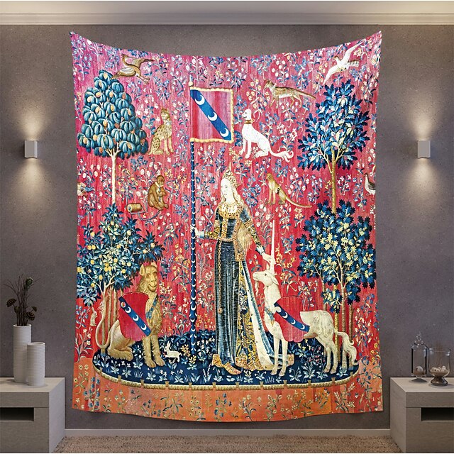 Medieval Lady Painting Tapestry Middle Age Tapestry Wall Art Large ...