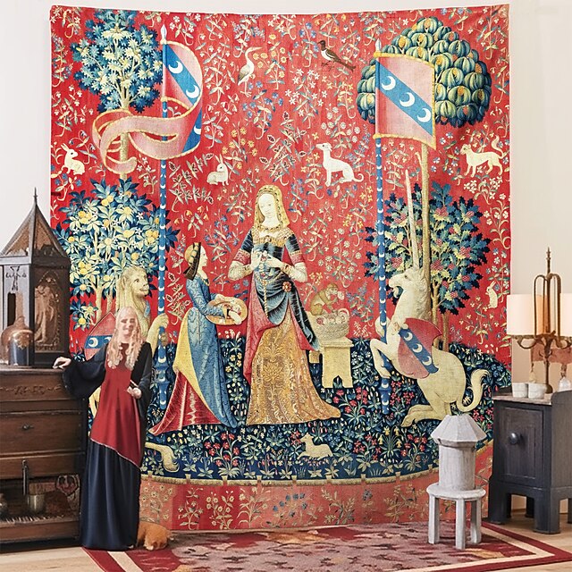 Lady and the Unicorn Medieval Tapestry Middle Age Tapestry Vintage Wall ...