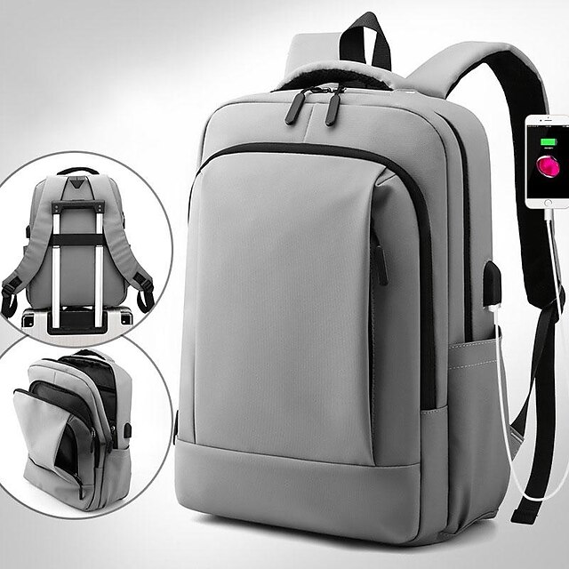 Men's 14 Inch Laptop Backpacks Waterproof Notebook Bag USB Schoolbag ...