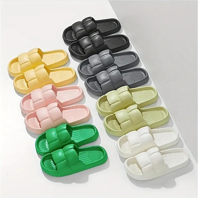 Women's Platform Cloud Slippers Solid Color Open Toe Non-slip Slides ...