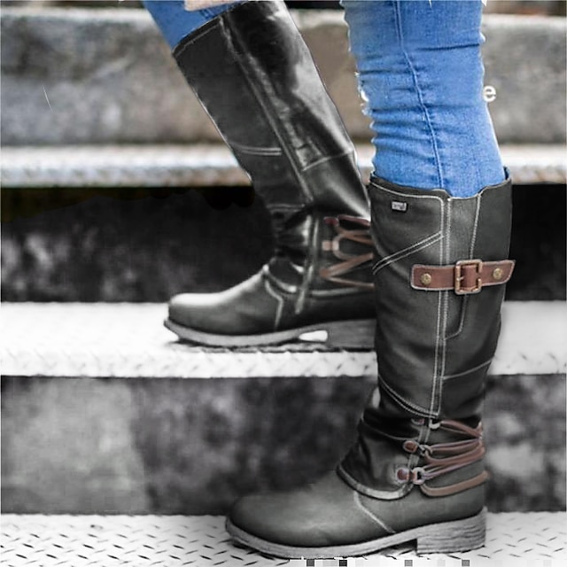 Women's Boots Biker boots Plus Size Riding Boots Outdoor Daily Solid ...
