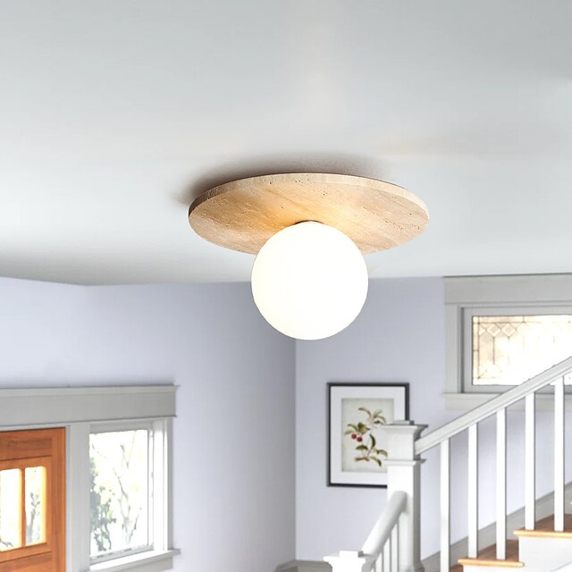 LED Ceiling Light 12cm Geometric Shapes Flush Mount Lights Ceramic Wood ...