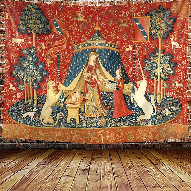 Medieval Lady Painting Tapestry Middle Age Tapestry Wall Art Large ...