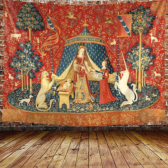 Medieval Lady Painting Tapestry Middle Age Tapestry Wall Art Large ...