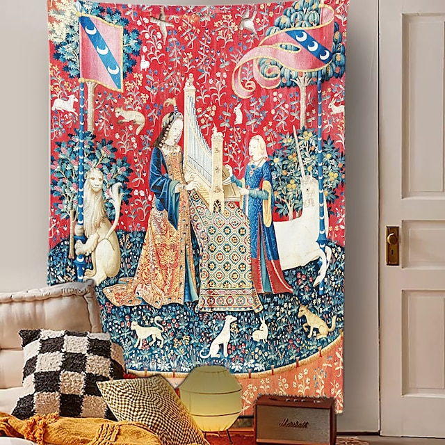 Lady and the Unicorn Medieval Tapestry Middle Age Tapestry Vintage Wall ...