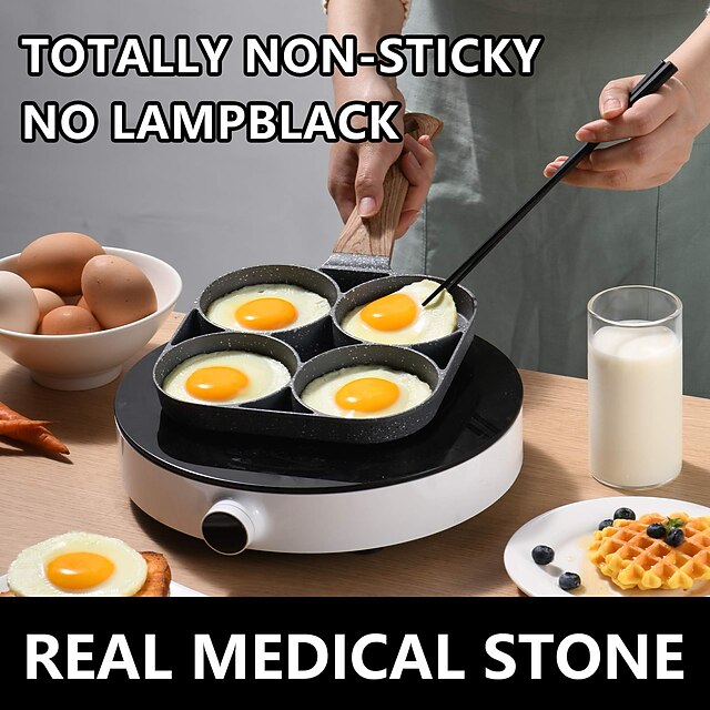 Non-stick Egg Frying Pan, 4 Holes Skillet With Handle, Multifunctional ...