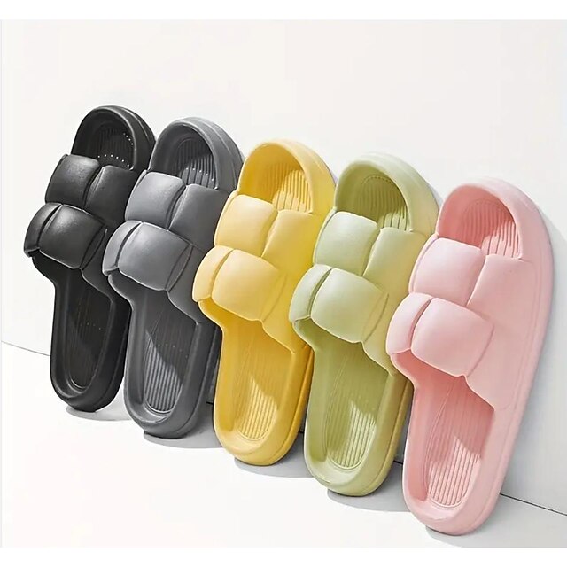Women's Platform Cloud Slippers Solid Color Open Toe Non-slip Slides ...