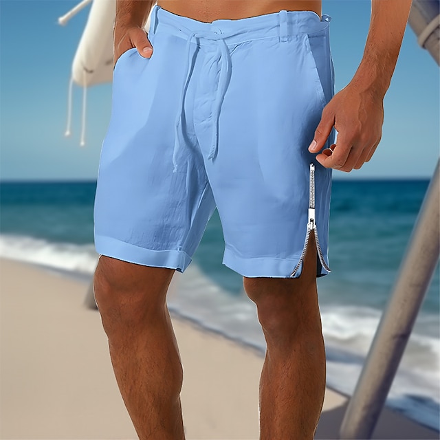 Men's Shorts Linen Shorts Summer Shorts Beach Shorts Drawstring Pocket ...