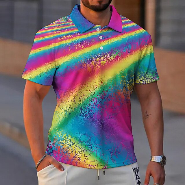 Men's Graphic Neon Polo Shirts Golf Shirt Short Sleeve Polo Shirts ...
