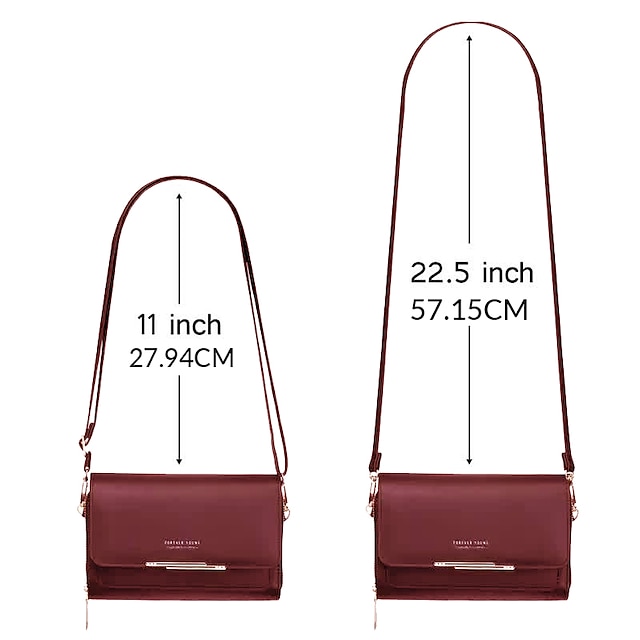 Dame Crossbody-veske Lommebok Skulderveske PU lær Mobilveske Kontor ...