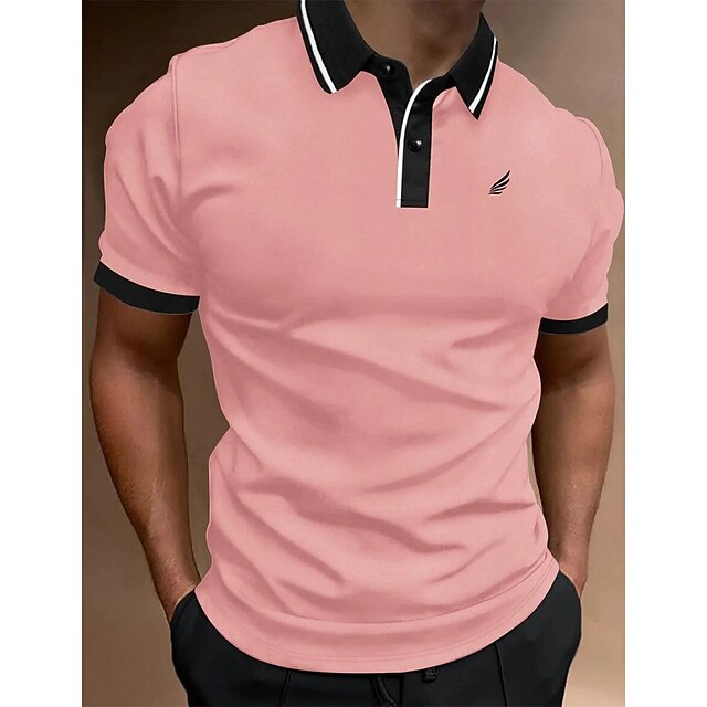 Men's Button Up Polos Polo Shirt Casual Holiday Lapel Short Sleeve ...