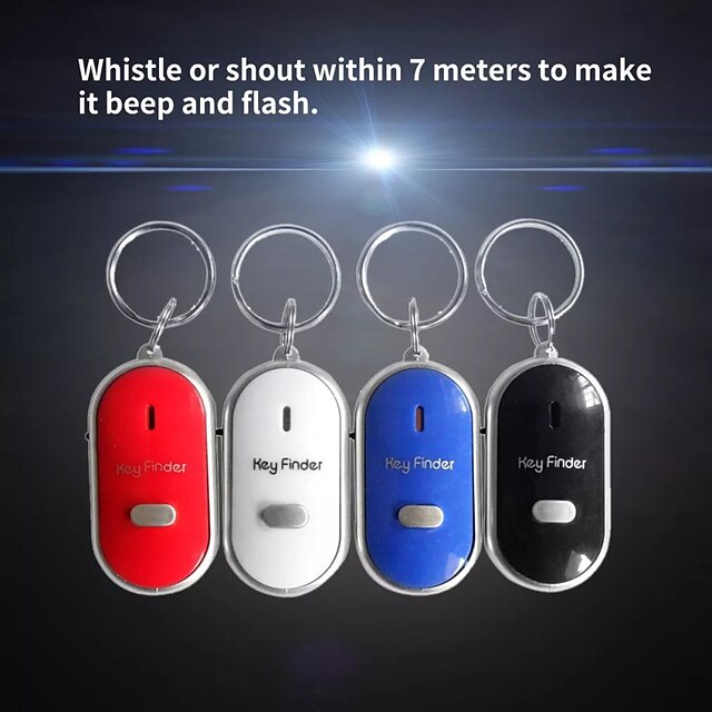 LED Whistle Key Finder Flashing Beeping Sound Control Alarm Anti-Lost ...