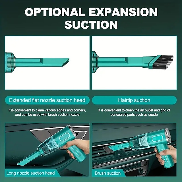 1pc 29000pa Mini Cordless Vacuum Cleaner 120w Strong Suction Car Vacuum