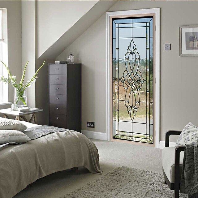 2pcs Self-adhesive Creative Imitation Glass Door Stickers For Living ...