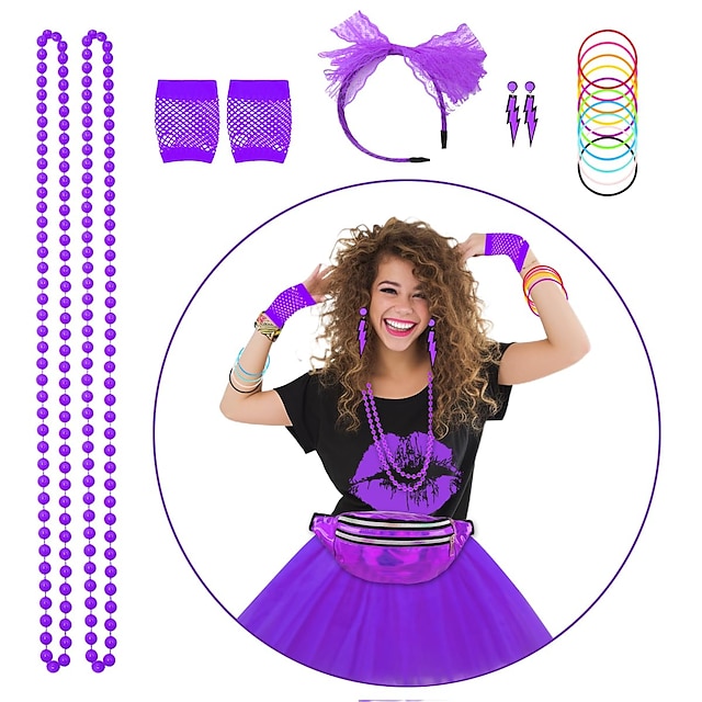 80s Costume Accessories for Women 1980s T-Shirt Tutu Fanny Pack ...