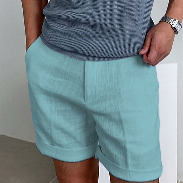Men's Shorts Linen Shorts Summer Shorts Beach Shorts Zipper Plain ...