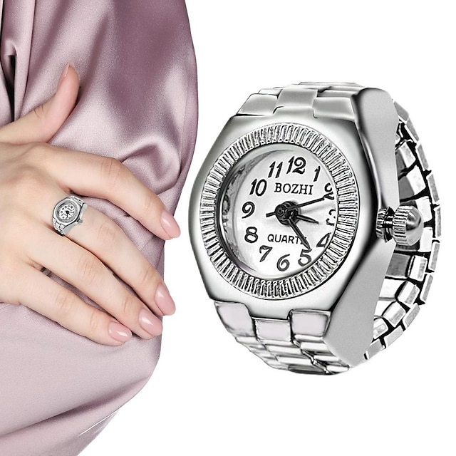 Vintage Punk Finger Watch Mini Elastic Strap Alloy Watches Couple Rings ...