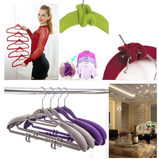 10pcs Clothes Hanger Connector Hook, Non-Slip Velvet Coating Hangers ...