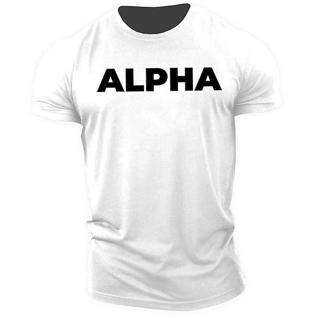 Men's Alpha Graphic T-Shirt for Gym & Workout - Athletic Short Sleeve ...