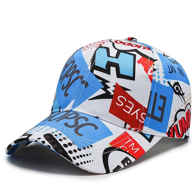 Men's Baseball Cap Sun Hat Poker Hat White Blue Polyester Travel Hip ...