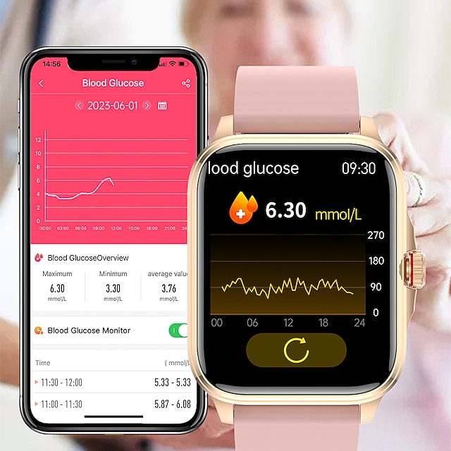 Cardica Blood Glucose Smart Watch Bluetooth Call Blood Pressure Body ...