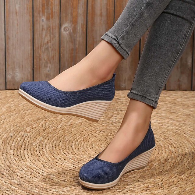 Women's Slip-Ons Loafers Wedge Heels Bohemia Boho Espadrilles Plus Size ...