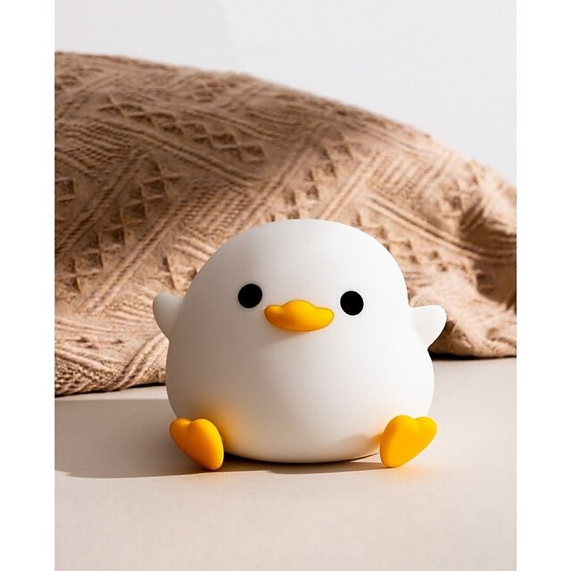 LED Cute Bean Duck Night Light Cute Animal Silicone Nursery Night Light ...