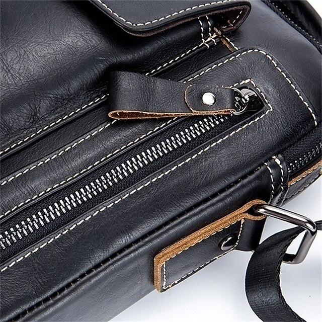 Bullcaptain Genuine Leather Business Messenger Bag Vintage Crossbody ...