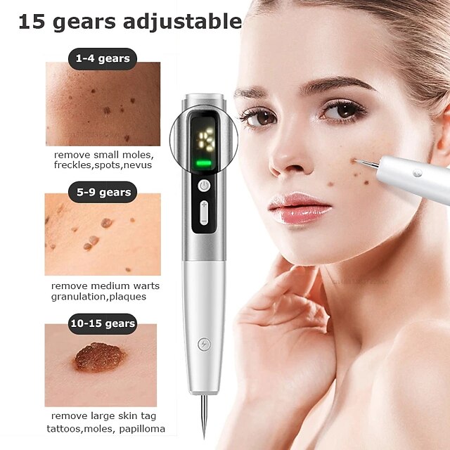 Skin Tag Remover 15 Level Laser Plasma Pen Freckle Mole Warts Removal ...