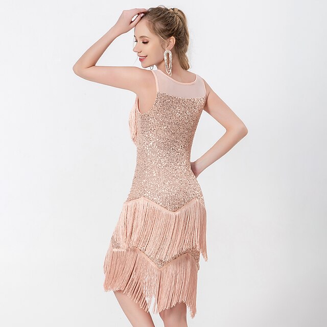 Latin Dance Dance Costumes Exotic Dancewear Dress Tassel Pure Color ...