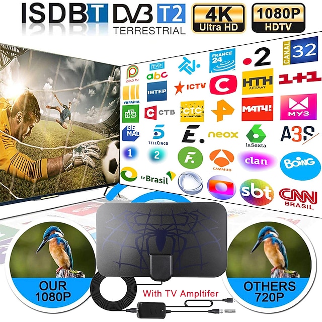 8K 4K Digital TV Antenna For Global TV Receiver DVB T2 Signal Amplifier Booster For Smart tv RV ...