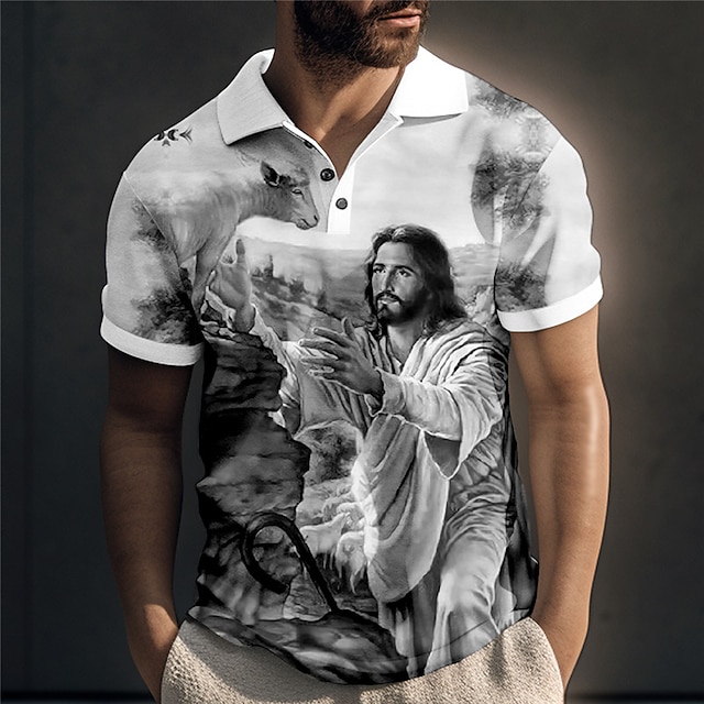 Men's Jesus Christian Polo Shirts Golf Shirt Short Sleeve Polo Shirts ...