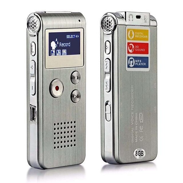 Portable Rechargeable Digital Voice Recorder with 8GB, MP3 Player ...