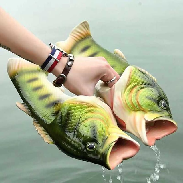 Men's Fish Shaped Slippers - Funny 3D Fish Flip Flops for Men and Women ...