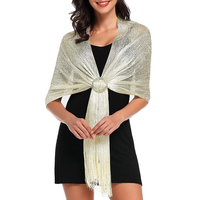Glamorous Metallic Shawls with Tassel Wedding Guest Wraps and Round ...