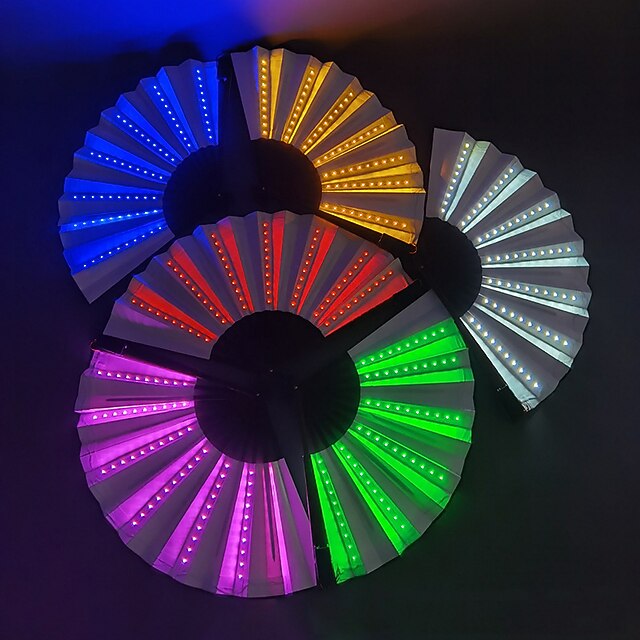 Glow Folding LED Fan Dancing Lights Night Show DJ Fluorescent Bar Night ...