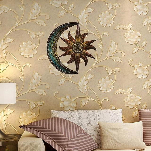 Metal Sun Moon Wall Decor, Flat Sun Wall Decor, Sun And Moon Wall Decor ...