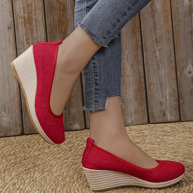 Women's Slip-Ons Loafers Wedge Heels Bohemia Boho Espadrilles Plus Size ...