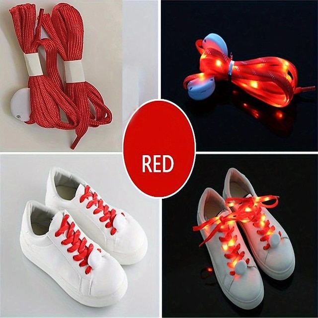 1 Pair LED Sport Shoe Laces Luminous Shoe Laces Glow Shoe Strings Round ...