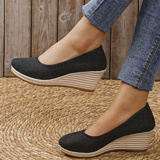 Women's Slip-Ons Loafers Wedge Heels Bohemia Boho Espadrilles Plus Size ...